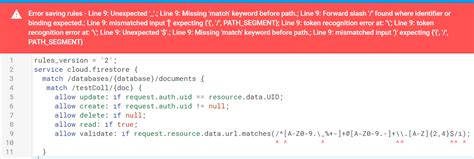 Firebase How To Properly Write Regex Validation In Firestore Security