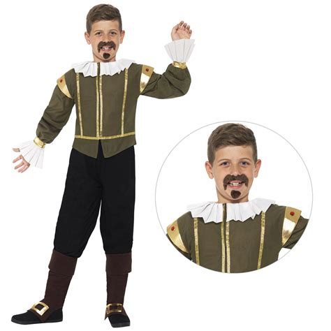 Kids Boys Historical William Shakespeare Poet Fancy Dress Book Week Day ...