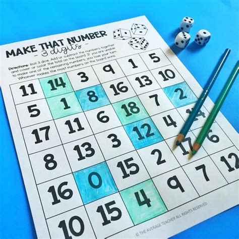 6 dice games for math that are simple and fun freebie the average