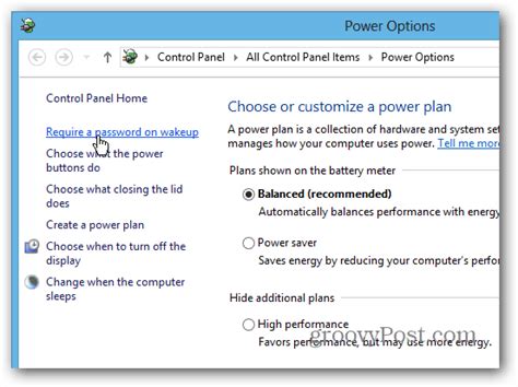 Windows 8 Disable Required Password When Waking Computer From Sleep