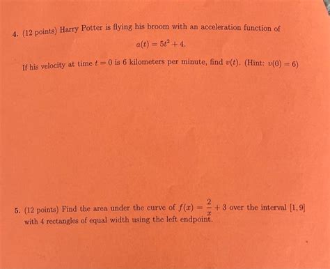 solved 4 12 points harry potter is flying his broom with