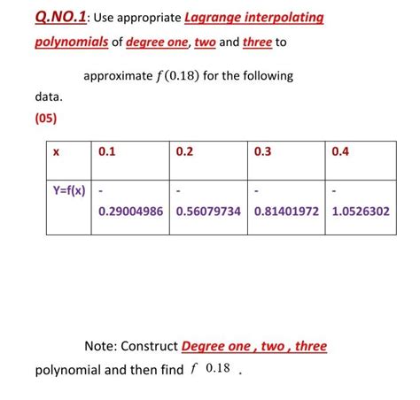 Solved Qno1 Use Appropriate Lagrange Interpolating