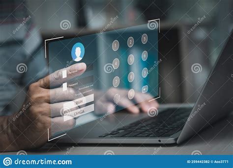 Man Using Laptop Computer And Sign Up Or Log In Username Password