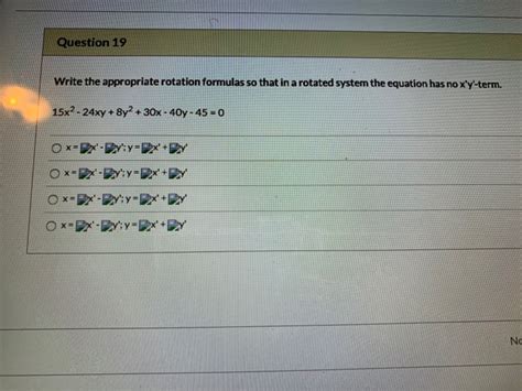 Solved Question Write The Appropriate Rotation Formulas Chegg