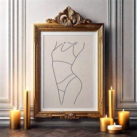 Woman Art Erotic Nudity Art Body Line Drawing Print Naked Woman