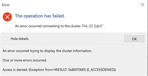 upgraded to 2019 can t access failover cluster manager access denied