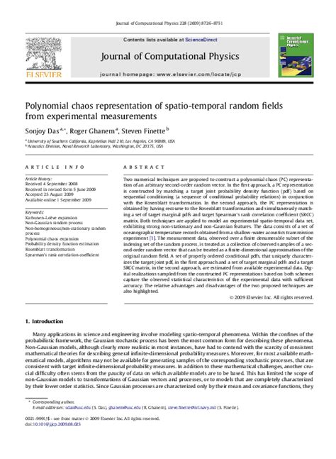 Pdf Polynomial Chaos Representation Of Spatio Temporal Random Fields From Experimental