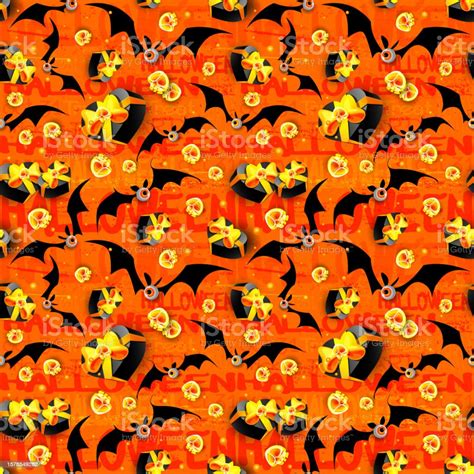 만화 스타일의 할로윈 개념입니다 매끄럽고 추상적인 다채로운 배경에는 선물 두개골 소름 끼치는 박쥐가 있습니다 앱을 위한 창의적인 휴일 배경 인쇄 0명에 대한 스톡 벡터 아트