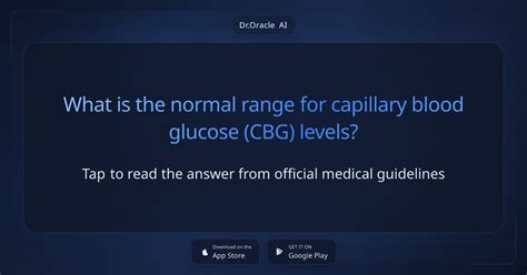 What Is The Normal Range For Capillary Blood Glucose Cbg Levels