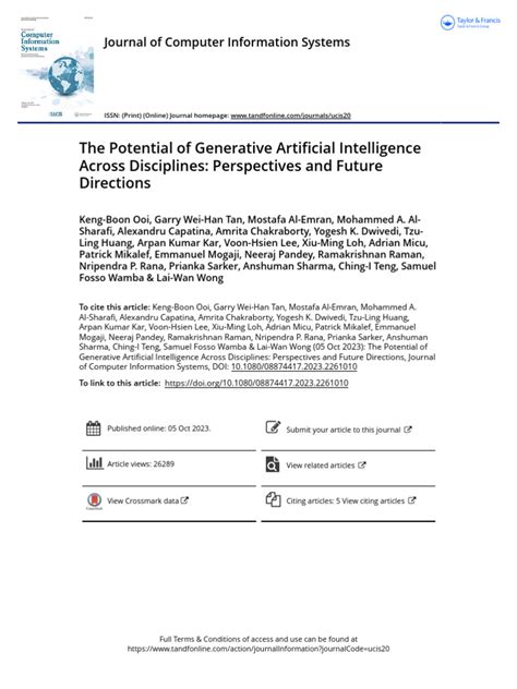 The Potential Of Generative Artificial Intelligence Across Disciplines Perspectives And Future