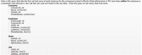 Solved Write A Sql Query That Lists The First And Last Name