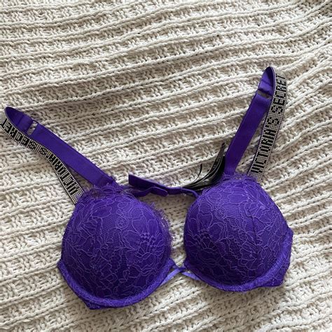 Victoria Secret Purple Push Up Bra W Sparkly Straps Depop