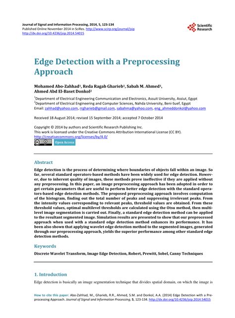 Pdf Edge Detection With A Preprocessing Approach