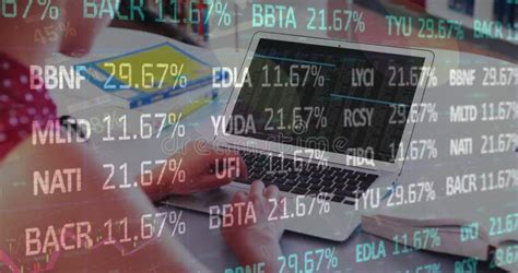 Animation Of Stock Market Data Processing Over Rear View Of Caucasian Girl Using Laptop At