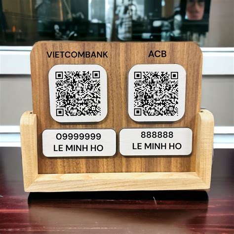 Mua Bảng Qr Code để Bàn Chất Liệu Gỗ Sồi Cắt Khắc Laser Tặng Kèm Chân