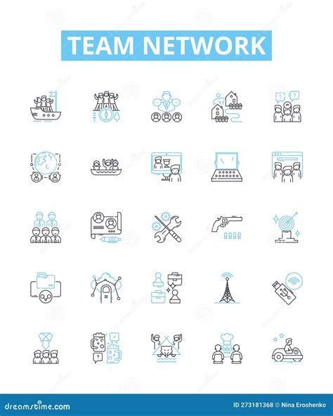 Team Network Vector Line Icons Set Team Network Collaborate Sharing