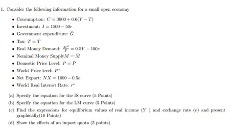 Solved Consider The Following Information For A Small Open Chegg