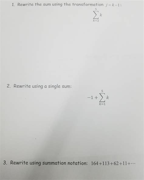 Solved 1 Rewrite The Sum Using The Transformation J K 1 5