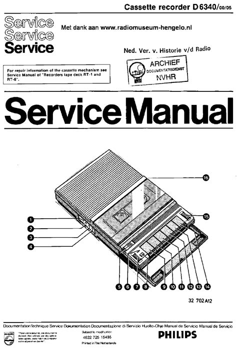 Philips D6340 00 05 Portable Cassette Recorder Sm Service Manual