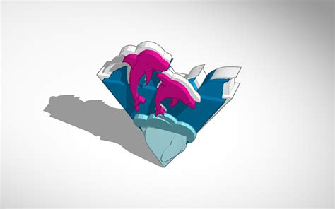 3d Design Pink Dolphin Logo Tinkercad