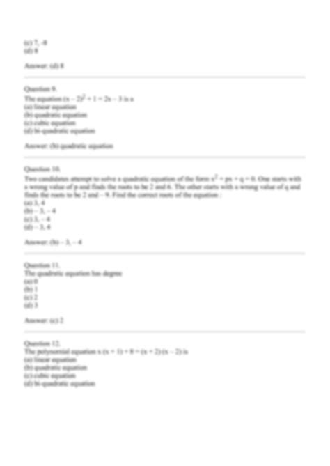 SOLUTION Quadratic Equation Multiple Choice Questions Mcq With Solution Studypool