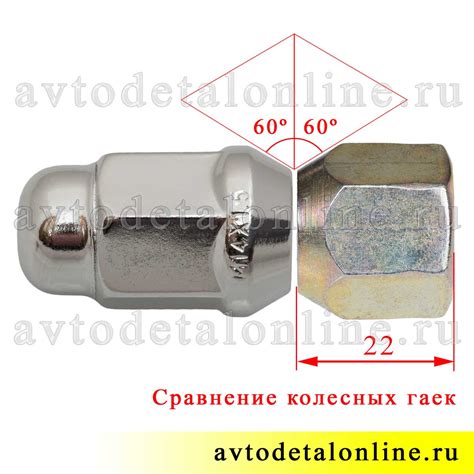 Гайка колеса УАЗ 3162-3101040 размер М14*1,5 h=22 мм открытая под Ключ ...