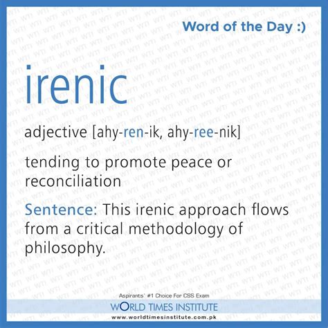 ~ Word Of The Day Irenic Css World Times Institute
