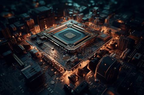 Electronic Circuit Board With Processor Generative Ai Stock