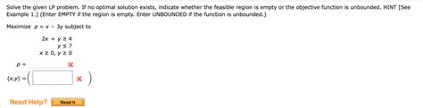 Solved Solve The Given LP Problem If No Optimal Solution Chegg Com