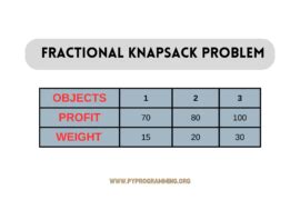 Fractional Knapsack Problem Python Programming