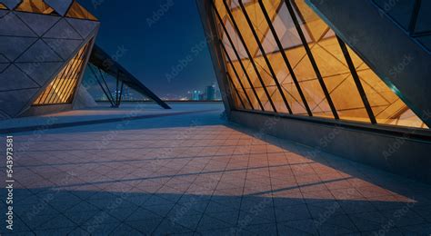 Contemporary Triangle Shape Design Modern Architecture Building Exterior Stock Illustration