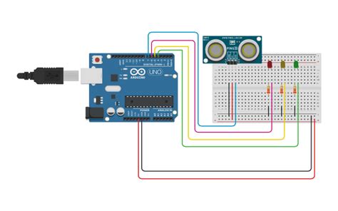 Circuit Design Sensor Ultrassônico Tinkercad