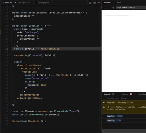 Issue Isvalid Changes From False To True On First Render When React