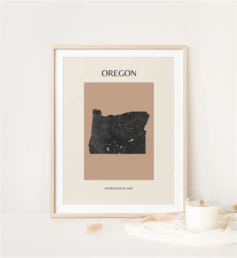 Oregon Mid Century Modern Hydrological Map Modern Gallery Wall Mid