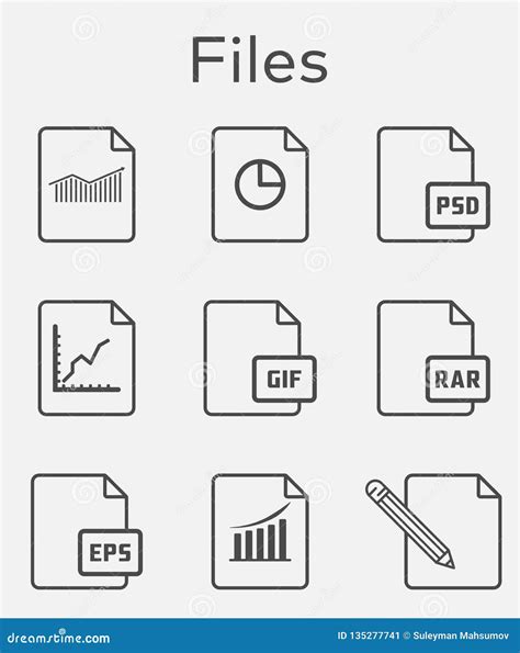 Outline Files Icon Set Vector Illustration Stock Vector Illustration Of Form Files