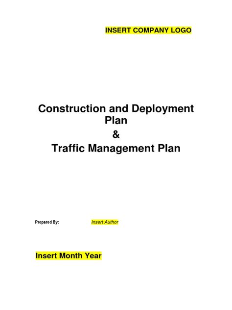 Construction Deployment And Traffic Management Plan Template Pdf