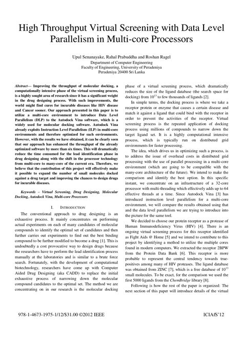 Pdf High Throughput Virtual Screening With Data Level Parallelism In