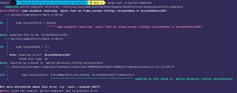 got error when trying to impl pallet balances config for test at pallets template src mock rs