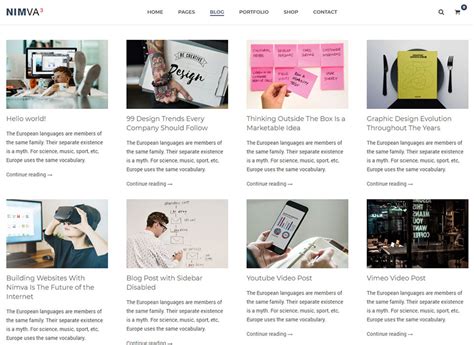 Creating A Blog Page In Grid Layout Nimva 3 Documentation