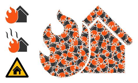 recursion burning house icon self mosaic stock vector illustration of