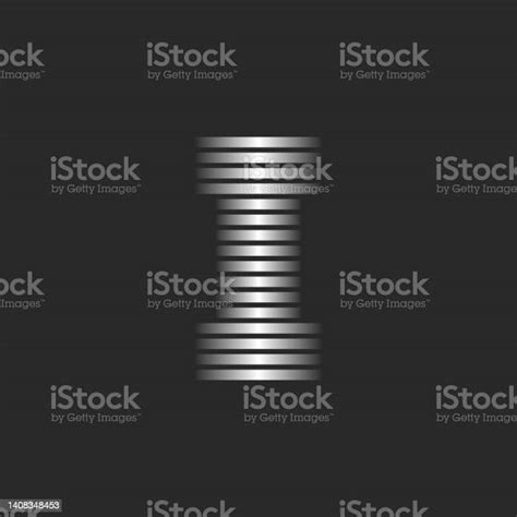 줄무늬 편지 I 로고 3d 효과와 초기 모노그램 금속 효과 얇은 수평 평행선에서 실버 그라디언트 마크의 창조적 인 아이디어 알파벳 I에 대한 스톡 벡터 아트 및 기타 이미지