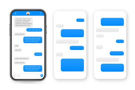 대화 창채팅 인터페이스 응용 프로그램 모바일 Ui 디자인 개념을 정리합니다 Sms 메신저 벡터 스톡 일러스트레이션입니다 대화