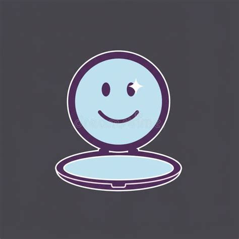 Illustration Of An Open Compact Mirror With A Smiling Face On The