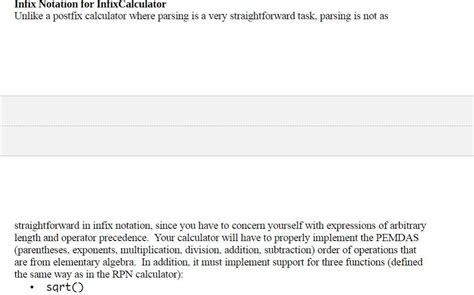 Solved In Java Please Create An Infix Notation Calculator