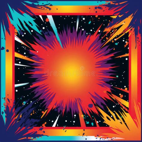 An Illustration Of An Explosion In A Colorful Frame Stock Illustration