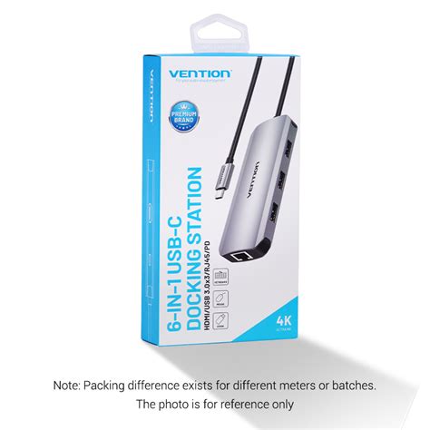 Vention Usb C To Hdmi Usb X Rj Pd Docking Station M Gray Aluminum Alloy Type Lobcom