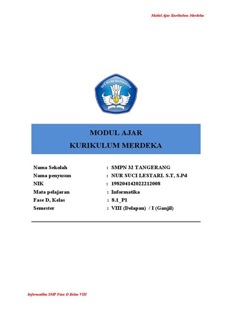 Modul Ajar Bab 1 Informatika Kelas 8 Nur Suci Lestari 8 1