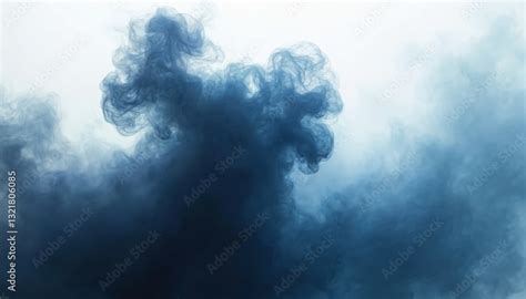 Dark Dense Smoke Cloud With Blue Hues Steam Smog Texture On