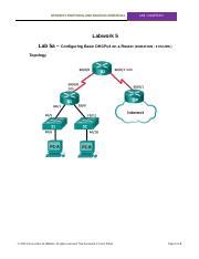 Chapter 5 Lab 5a Configuring Basic DHCPv4 On A Router Docx DFN30073