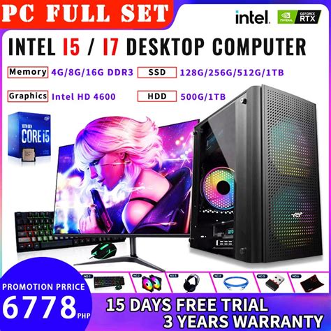 Intel Core I5 I7 Desktop Computer Full Set Quad Core 8 Thread 16gb Ram 256gb 512gb Ssd All In